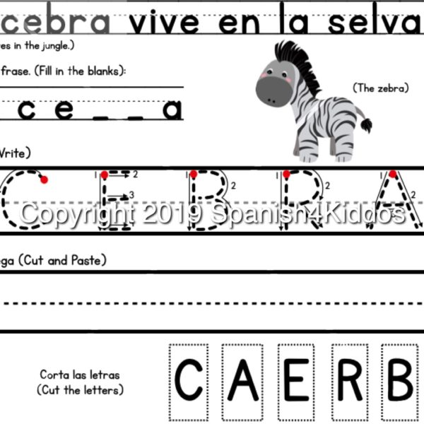 Spanish Wild Animals Writing Practice - Last Chance • Spanish4Kiddos