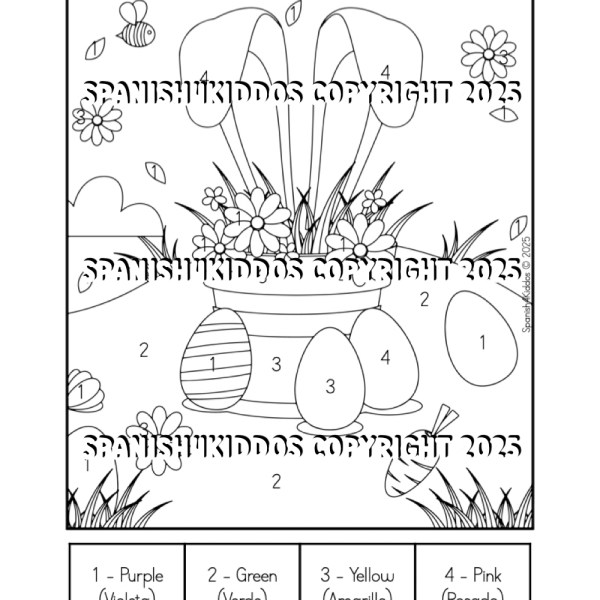 Color by Number Printables Easter • Spanish4Kiddos
